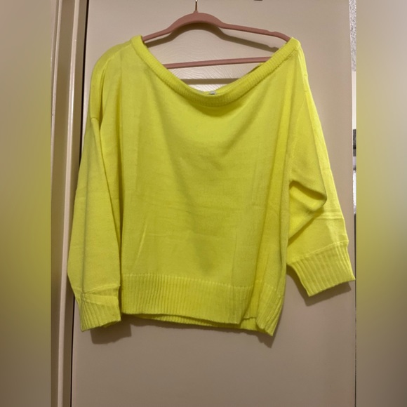 Bar III | Sweaters | Nwt Bar Iii Off The Shoulder Neon Yellow Sweater ...